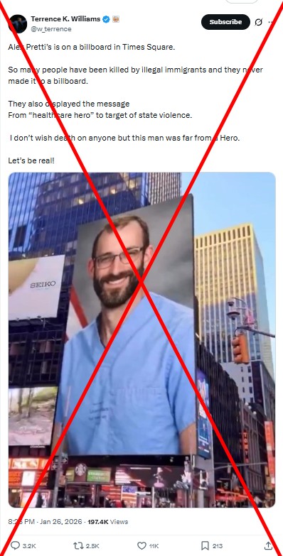 Video falsely places tribute to Minneapolis shooting victim in Times Square