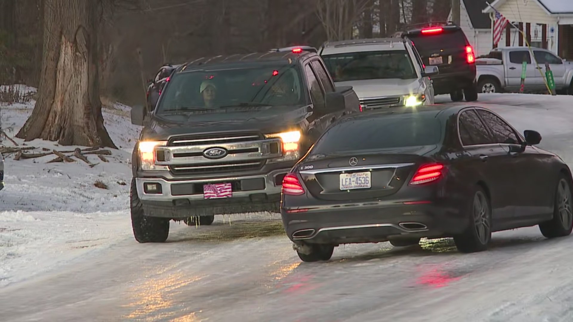 Drivers struggle on icy roads in Forsyth County