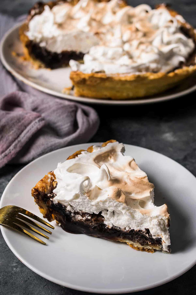 Chocolate pie with frosting that feels classic and indulgent