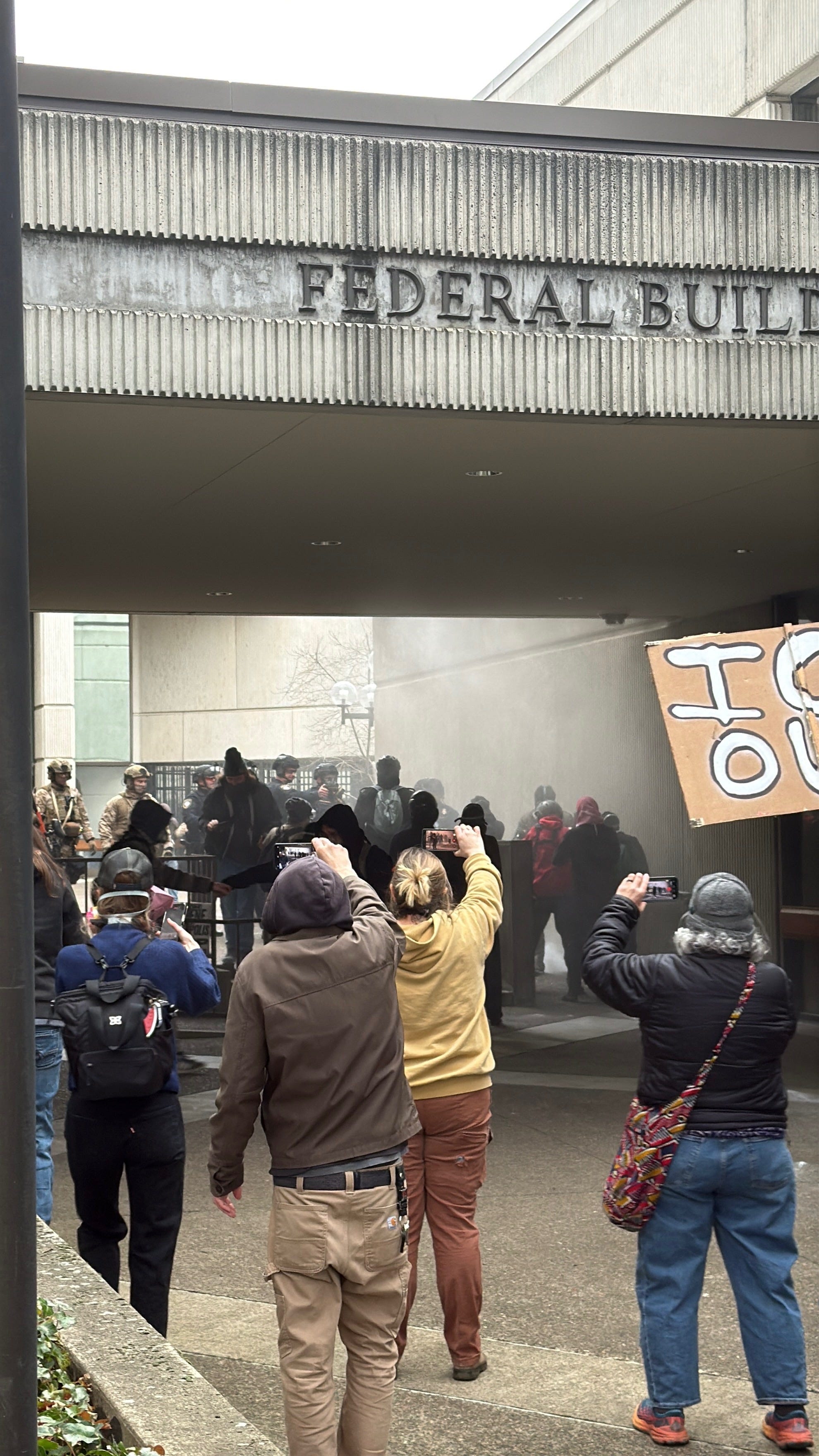 Agents pepper spray, bomb protesters outside Eugene Federal Building