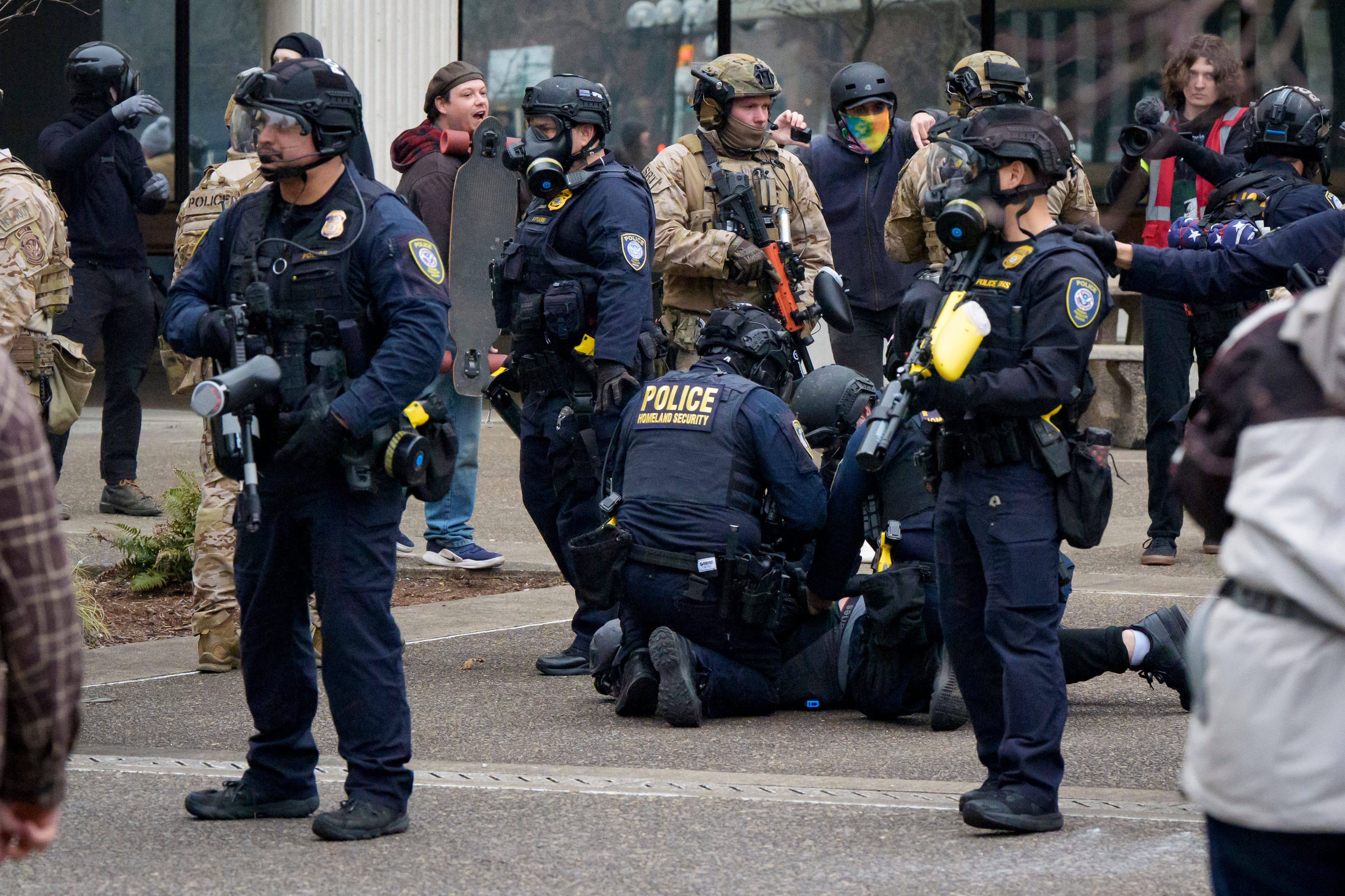 Protesters face off with federal agents in downtown Eugene