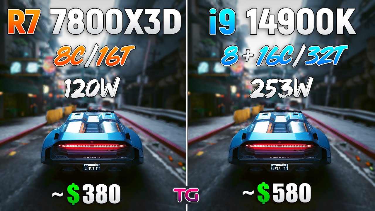 Core i9 14900K [baseline profile] vs Ryzen 7 7800X3D - Test in 10 games