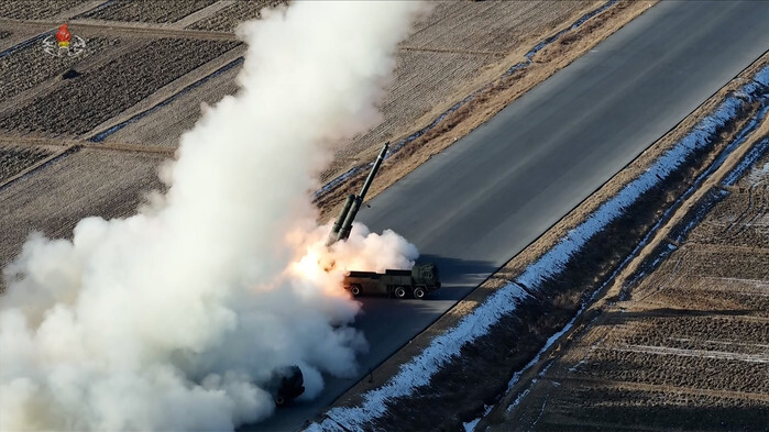 N Korea test-fires large-caliber multiple rocket launcher