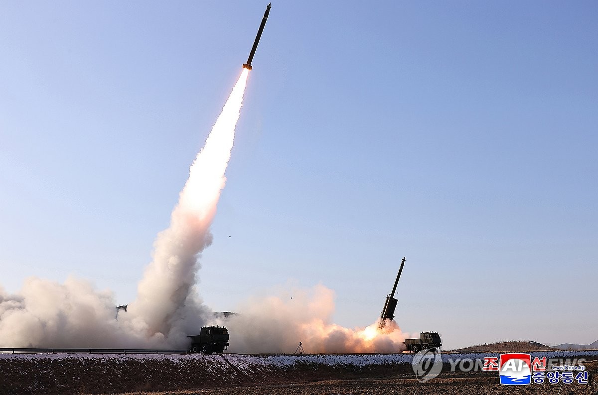 N Korea test-fires large-caliber multiple rocket launcher