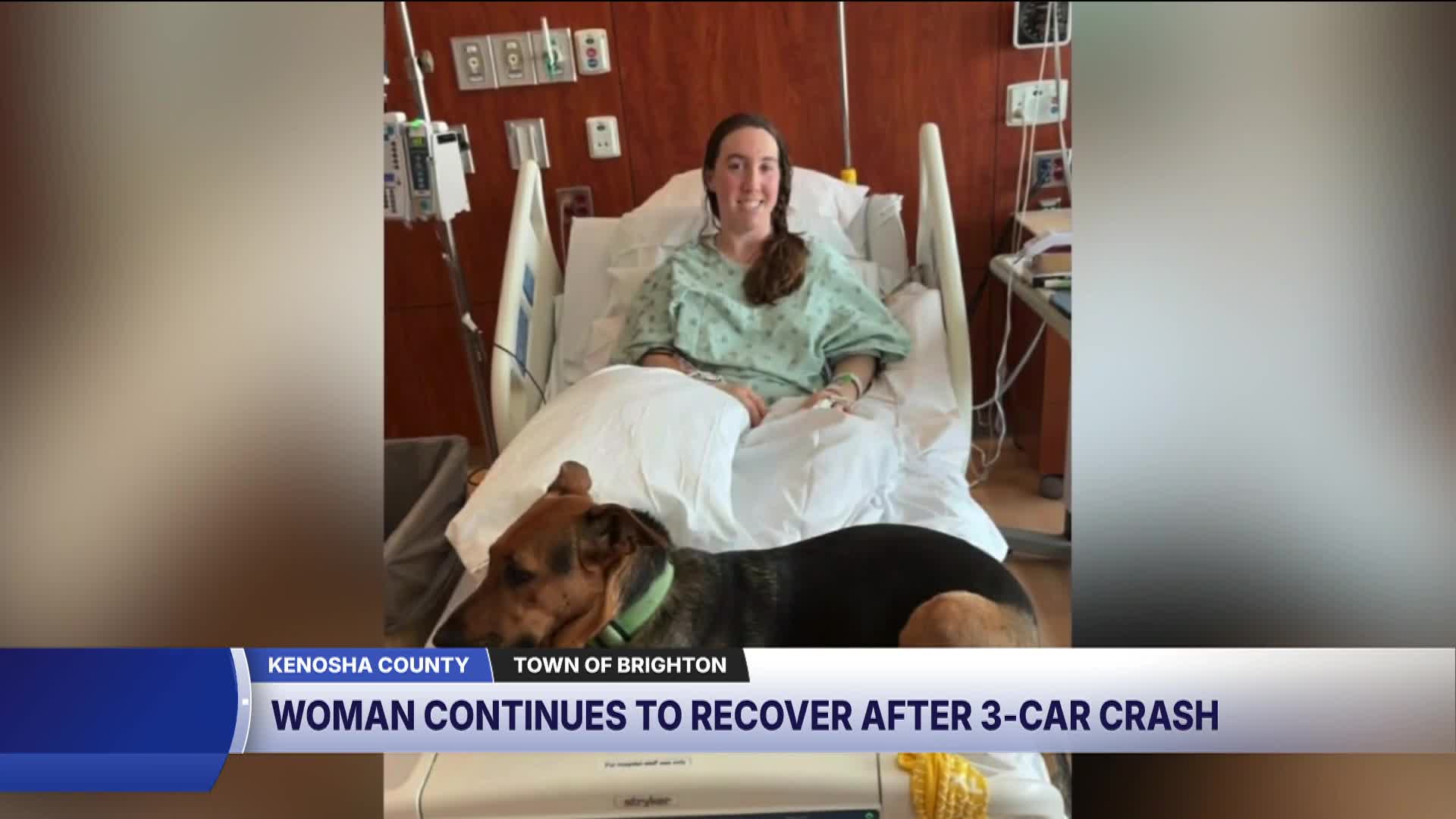 Woman continues to recover after 3-car crash