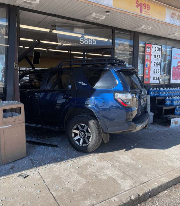 CSFD: Car crashes into gas station off Powers Boulevard