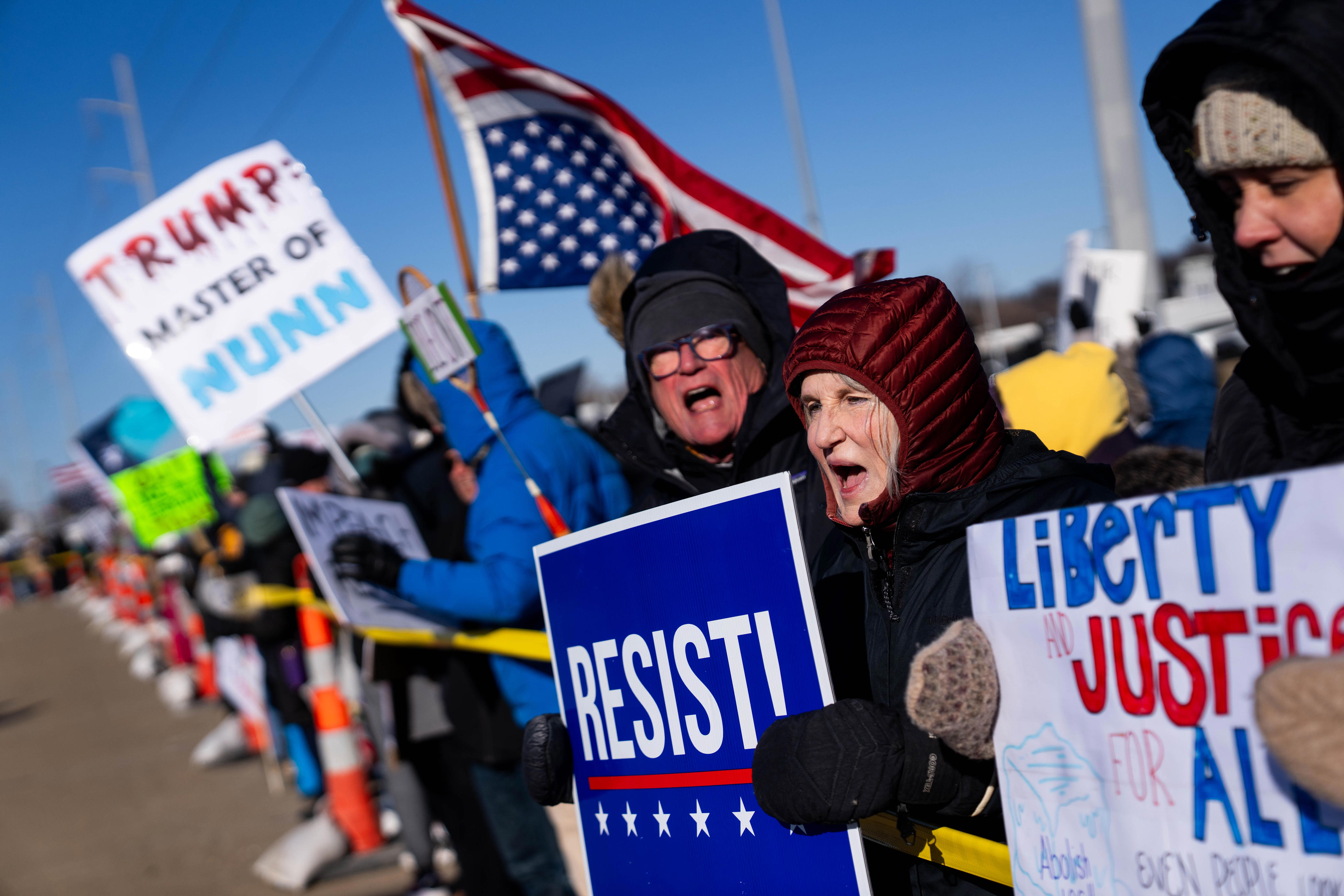 Thousands protest Trump Iowa visit amid anger over Minnesota deaths