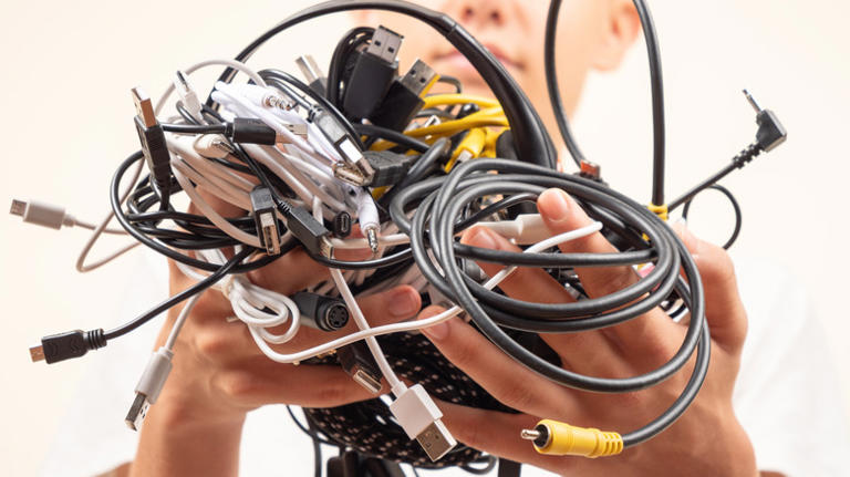 Organize and declutter cords with an affordable Dollar Tree storage ...