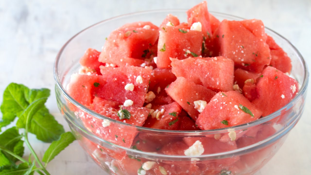Watermelon feta salad with mint and lemon