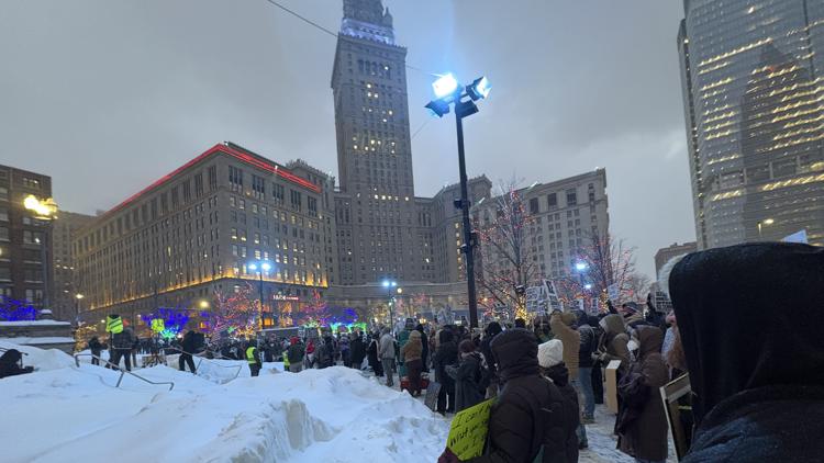 Hundreds protest ICE, march through city streets in downtown Cleveland ...