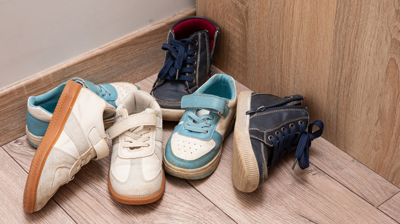 This creative DIY storage rack is a neat way to keep shoe clutter organized