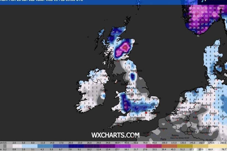 North East weather: Maps show 600-mile UK blizzard could bring up to ...
