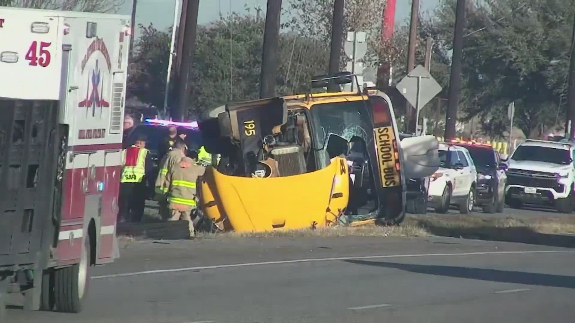 Several students hospitalized after San Antonio bus overturns on Loop 410