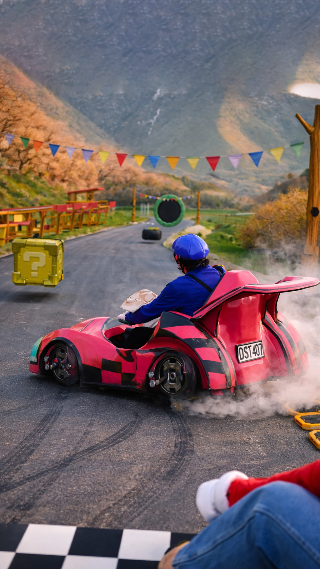 Real life Mario Kart style racing scene