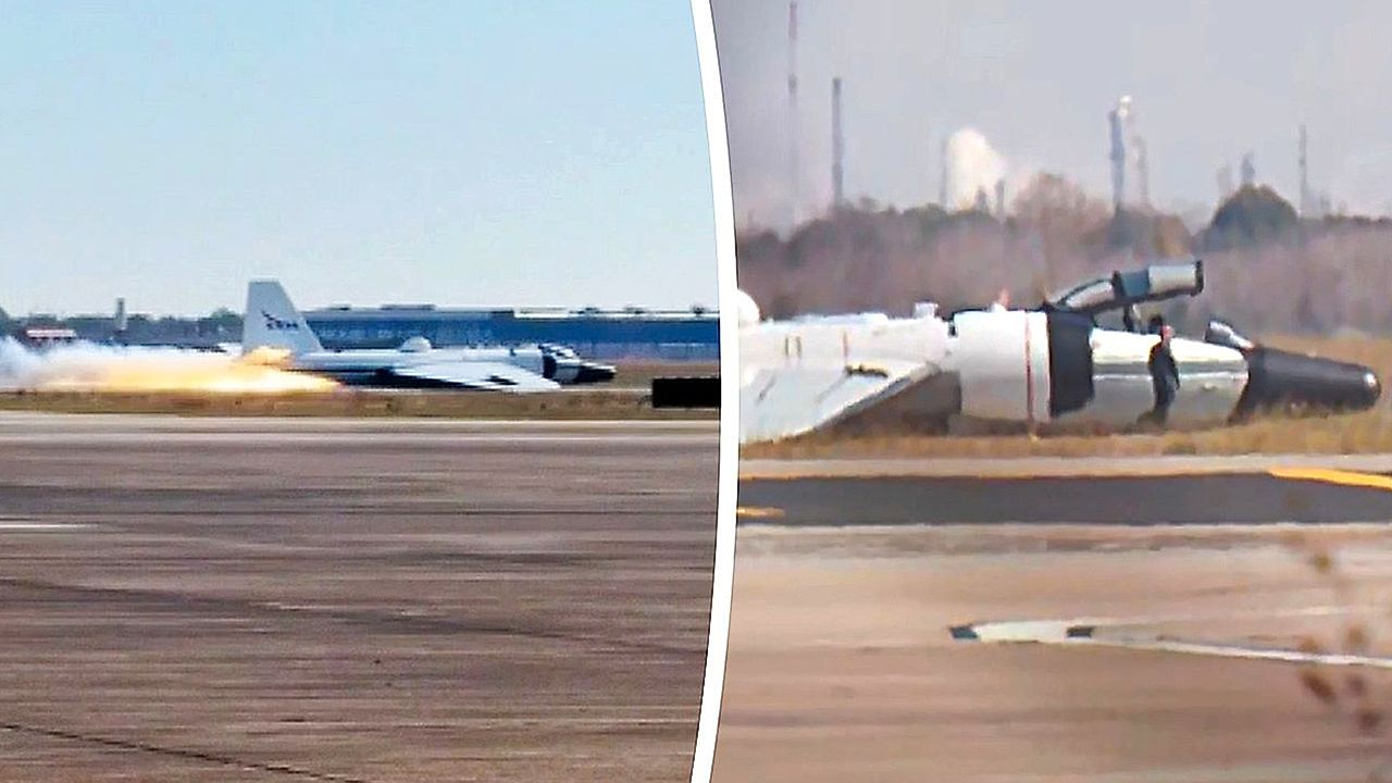 Funkenflug auf dem Rollfeld: NASA-Flugzeug legt Bauchlandung hin
