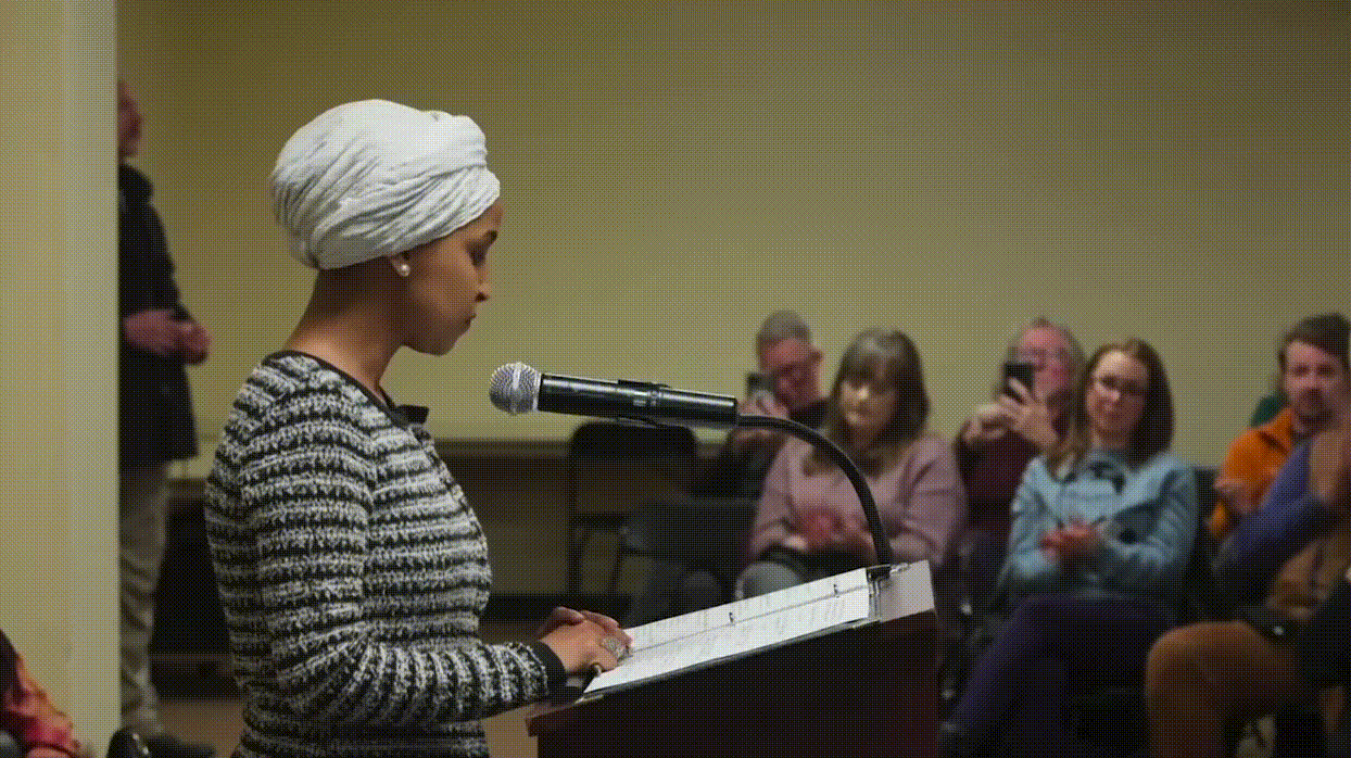 Ilhan Omar Attacked With Liquid During Speech 1342