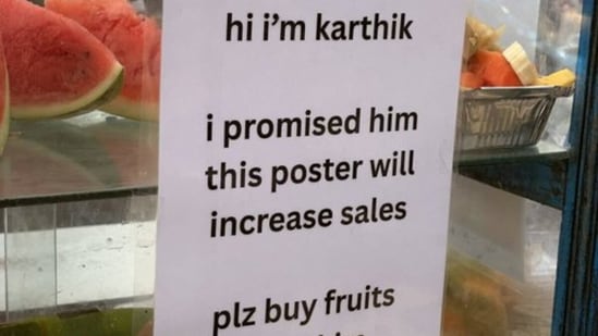 Bengaluru techie shares unusual poster of a local fruit vendor to boost ...