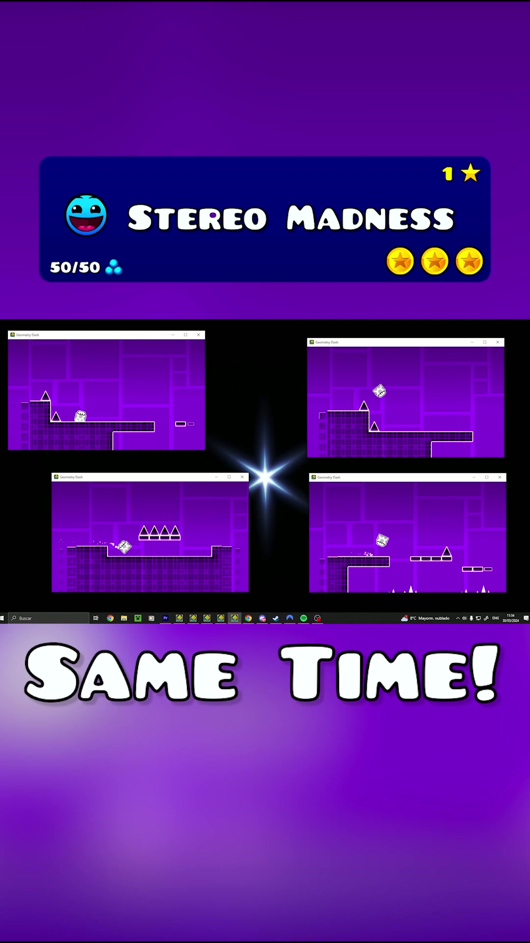 Playing Geometry Dash on 4 devices at the same time! #shorts #gd #challenge