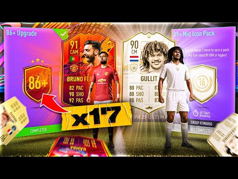 What do you get from 17 guaranteed 86+ player upgrade packs?