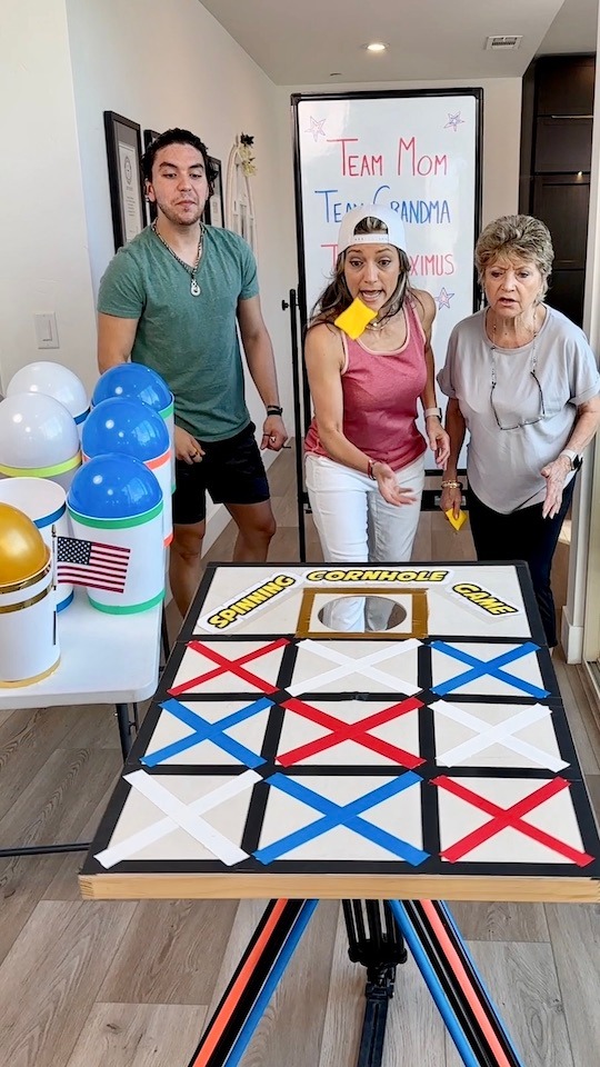 This spinning cornhole game makes every toss a challenge
