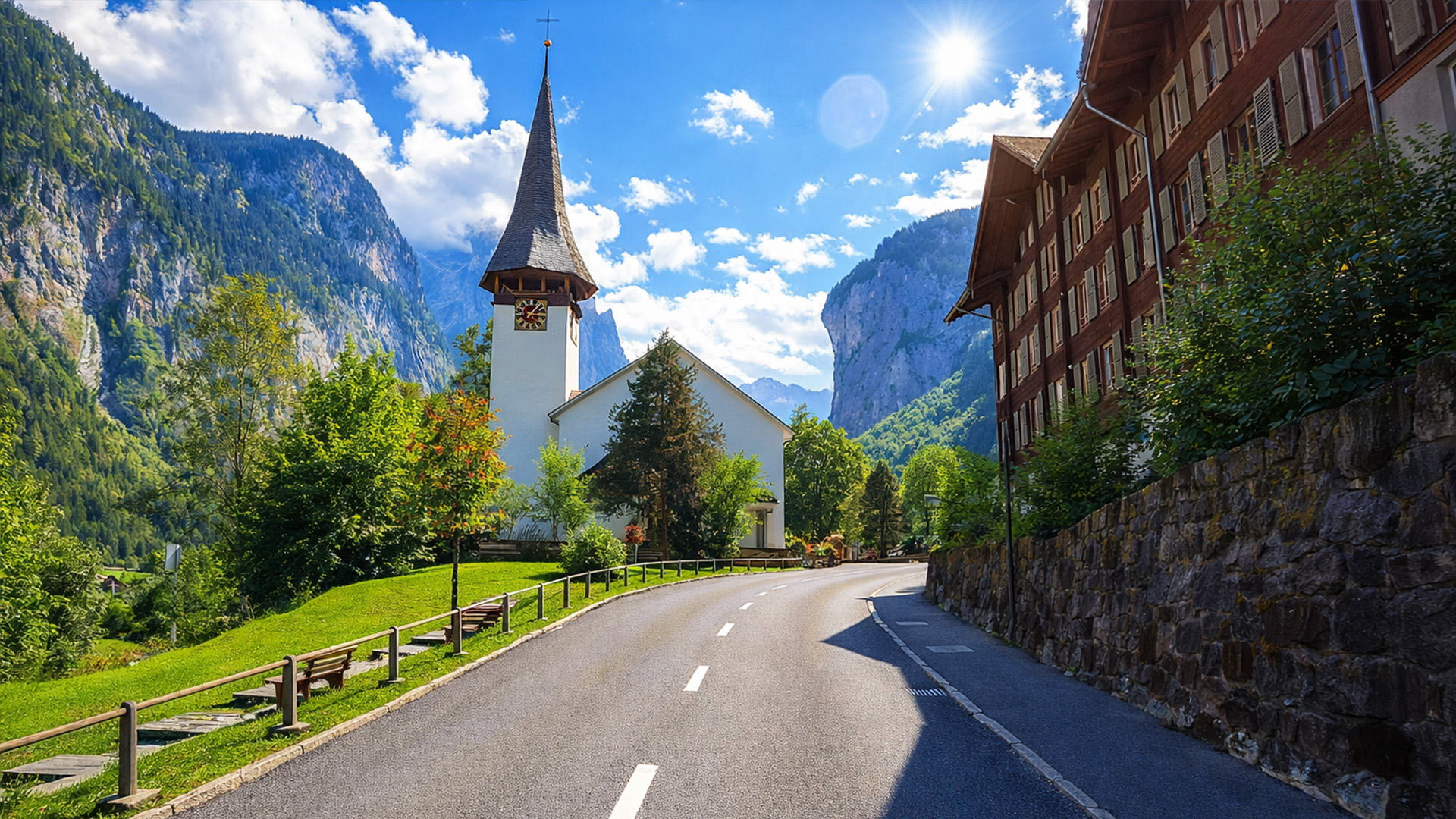 Lauterbrunnen to Grindelwald scenic drive in Swiss Alps (4K)