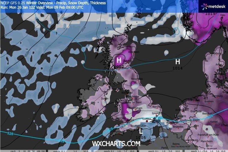 Six-day February blizzard could bury UK in up to 100cm of snow, weather ...