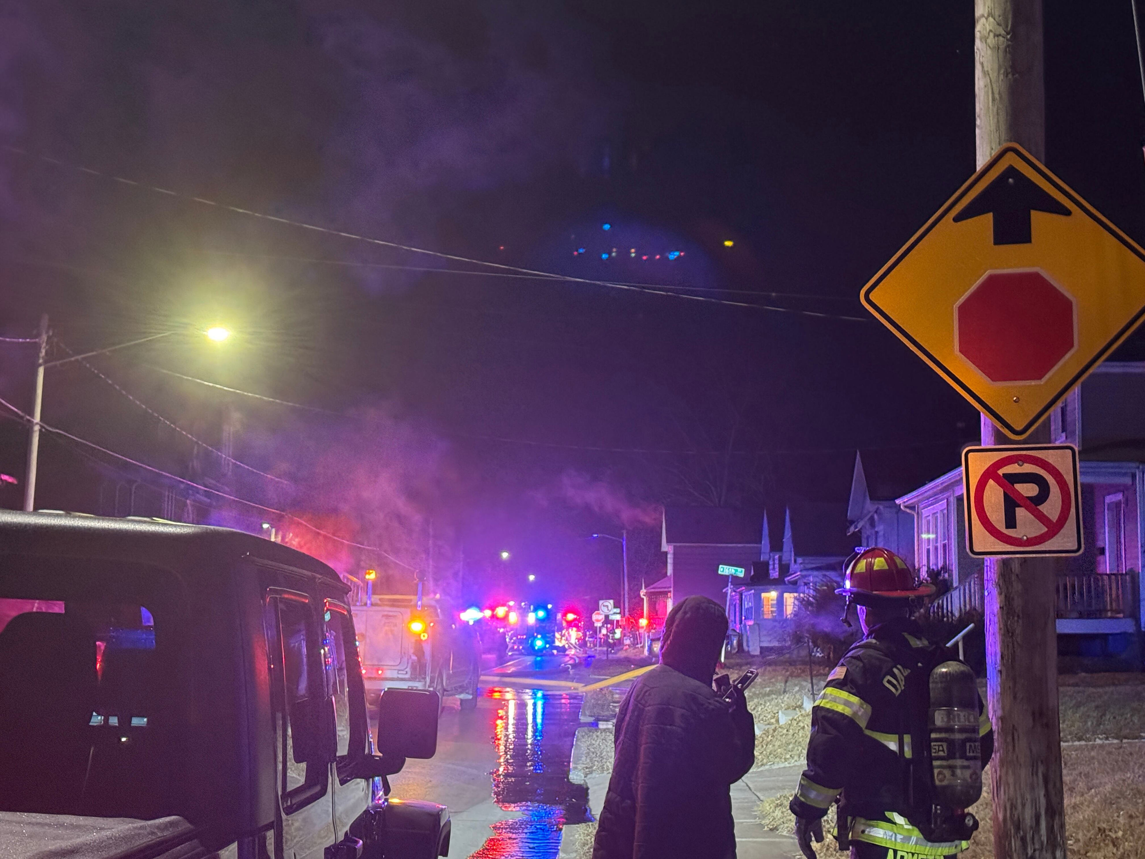 Firefighter falls through floor during attic fire