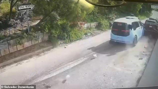 Wild moment out-of-control Waymo slams into cars on narrow LA street