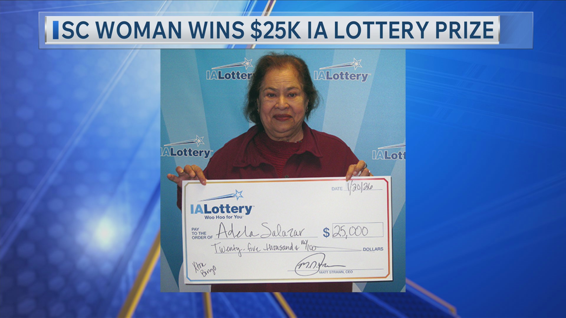 Sioux City woman wins $25,000 Iowa lottery prize