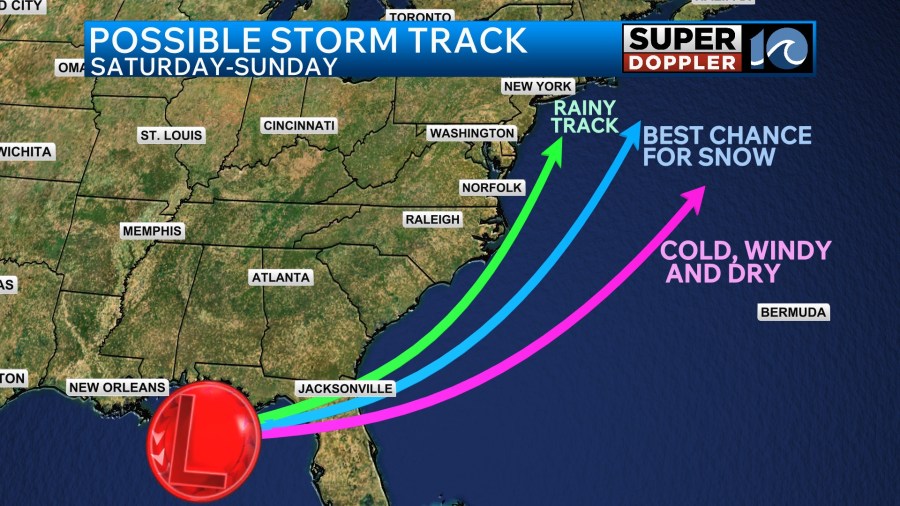 Two tracks say snow way, another could pour it on us. Which is it?