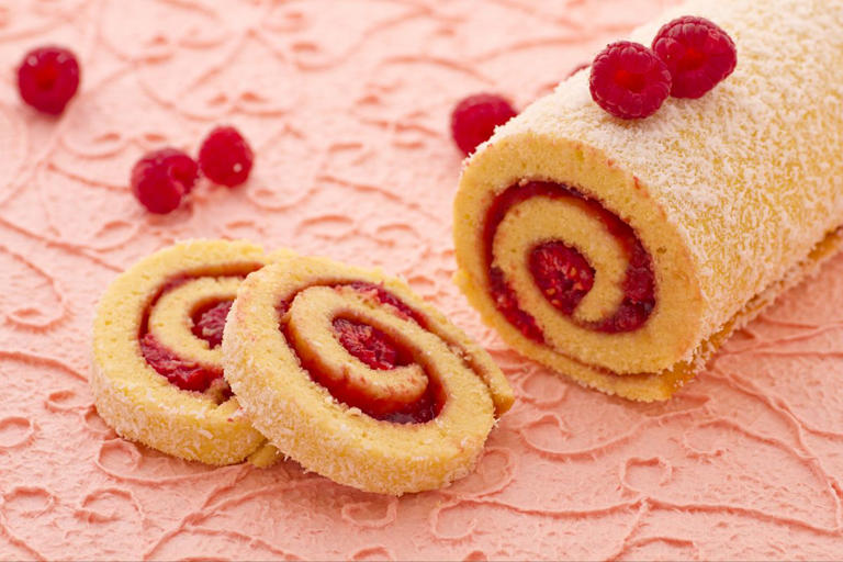 Raspberry and coconut roll