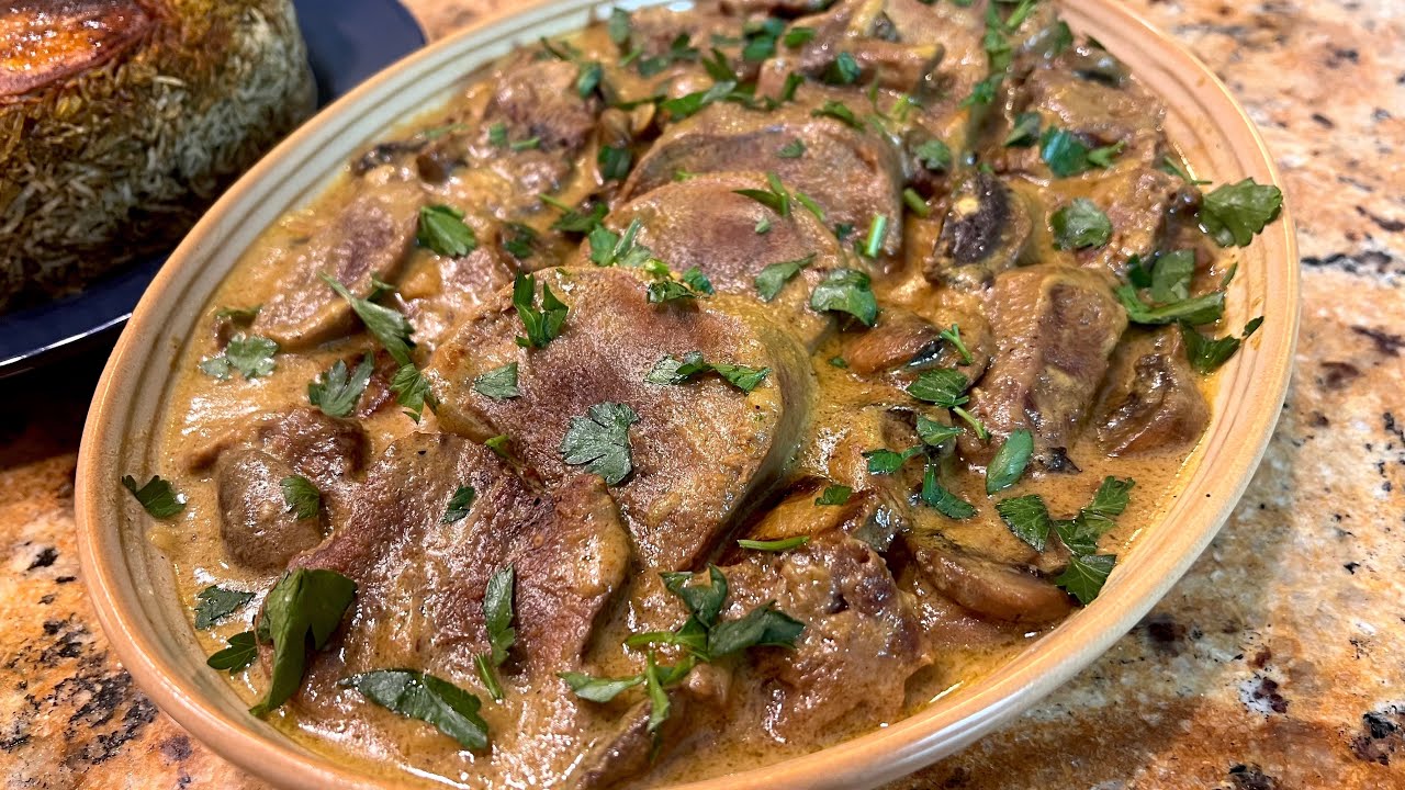 Beef tongue with mushroom sauce | Tender, flavorful gourmet recipe