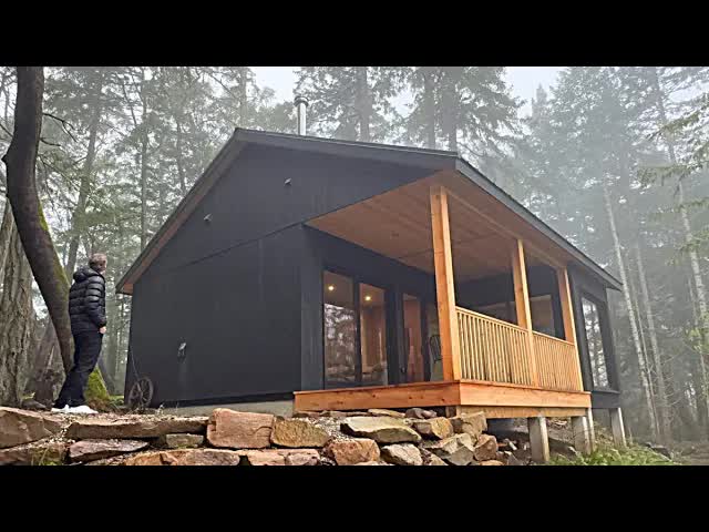 Inside the 700 square foot prefab home hidden in the forest!