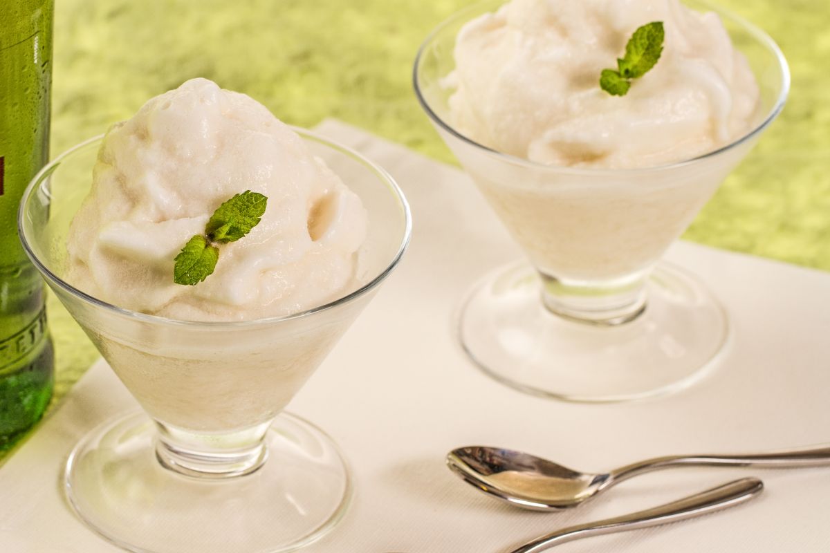 Beer and mint sorbet