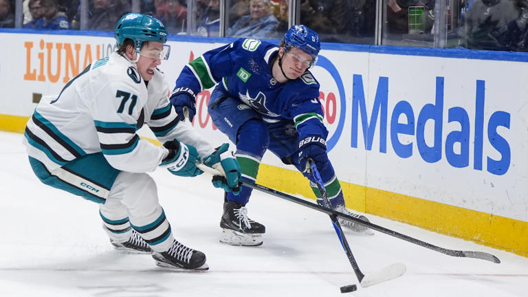 Canucks undone by Celebrini’s four-point night in loss to Sharks