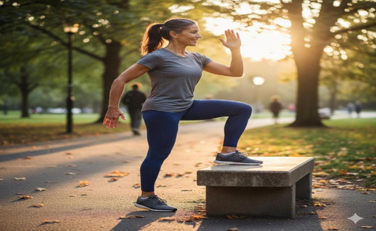 Step-up into high knee: The low-impact exercise that builds strength ...