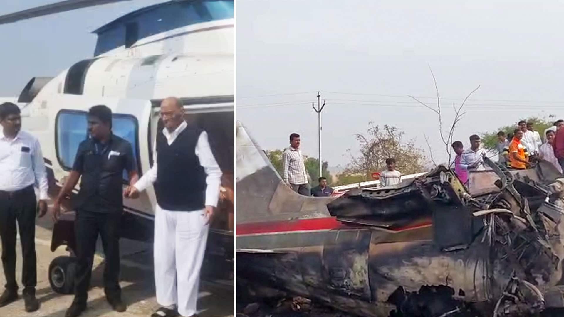 Sharad Pawar reaches Baramati, en route the plane crash site