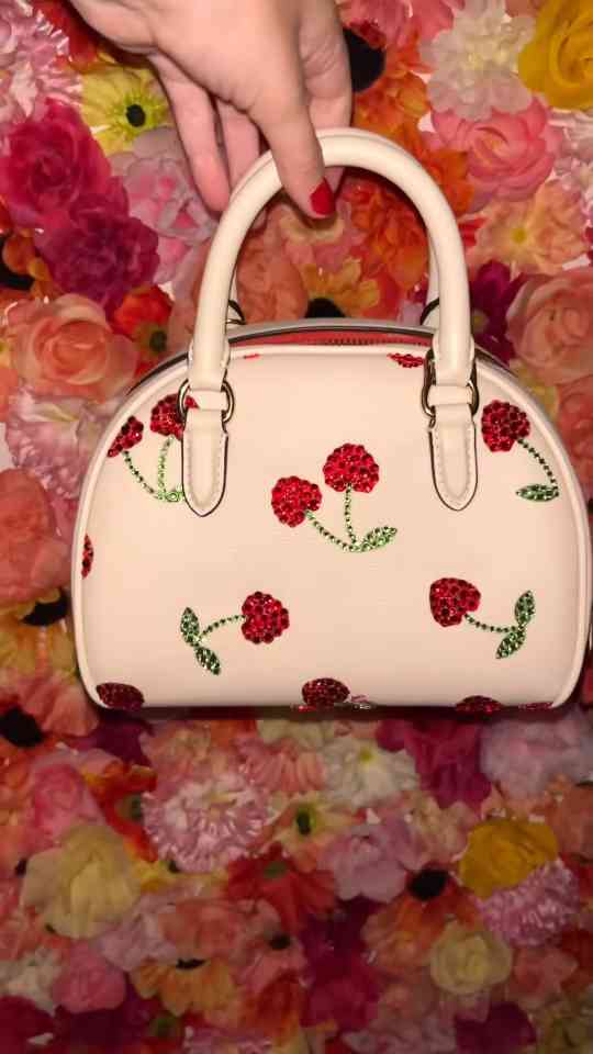 Cherry bedazzled custom purse design