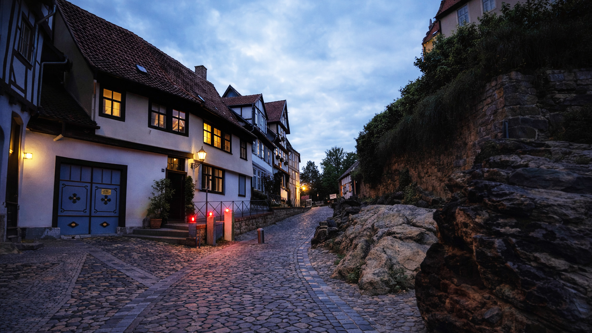 Evening walk through Quedlinburg Germany fairy tale town (4K)