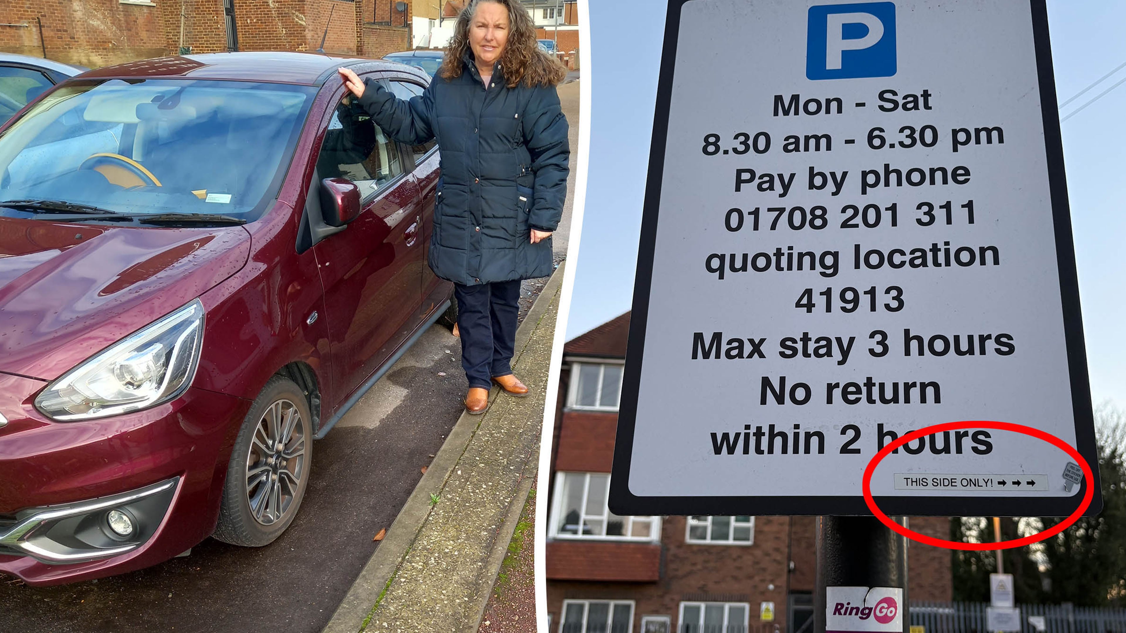 Drivers fall foul of small print on parking sign which applies "to this ...