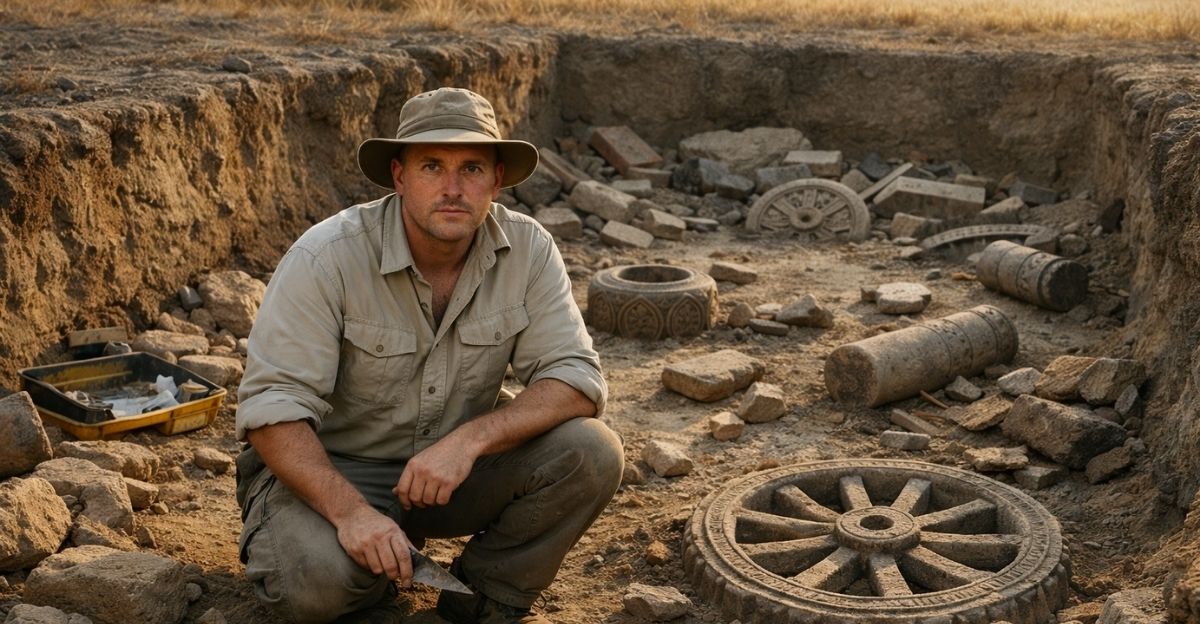 An archaeological dig in an Indian paddy field exposed relics from a ...