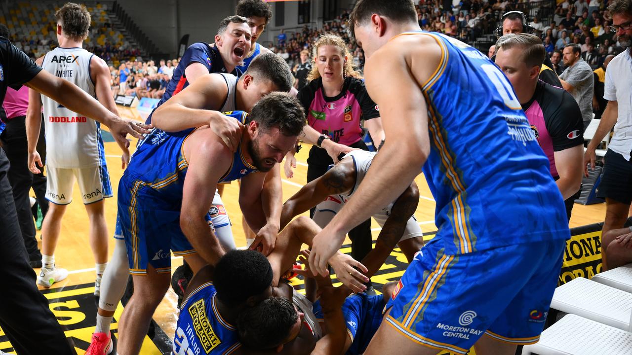‘Where has this come from?’: Seven NBL players ejected after ‘clear the ...