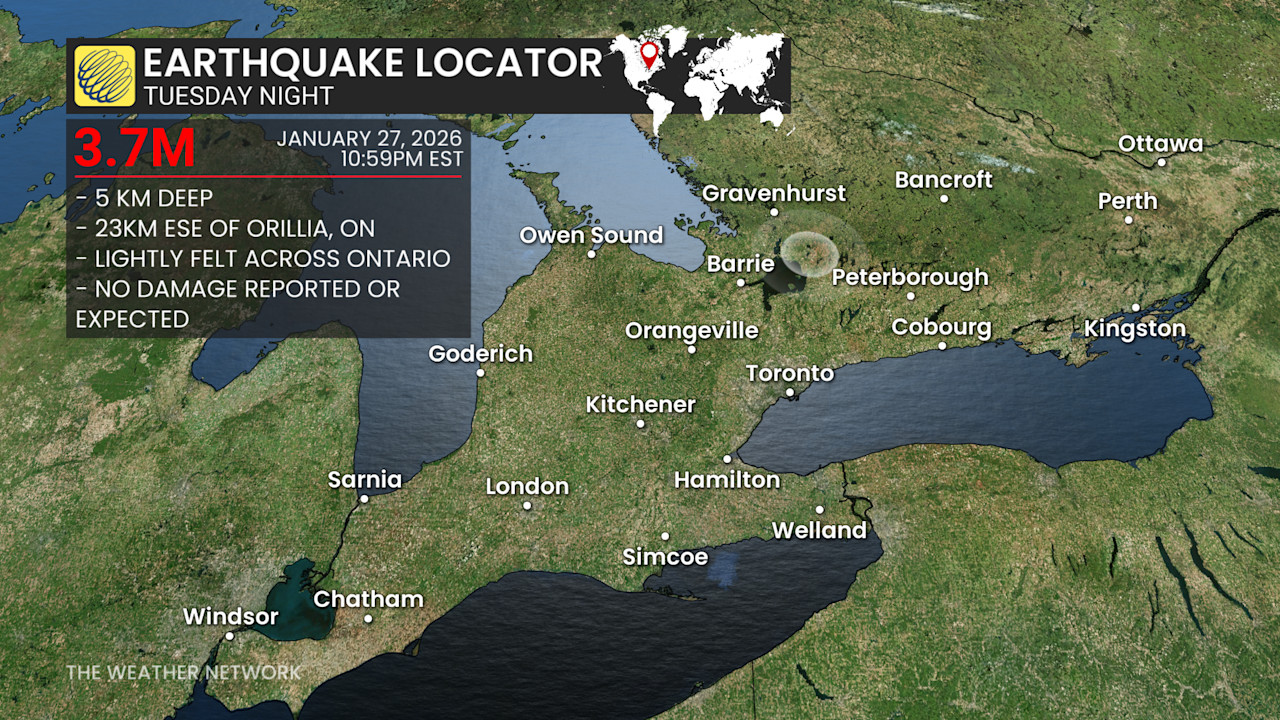3.7 magnitude earthquake near Orillia, Ont., shaking felt in Toronto