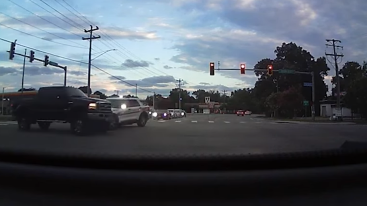 Dash cam shows police cruiser flip after colliding with a pickup truck ...