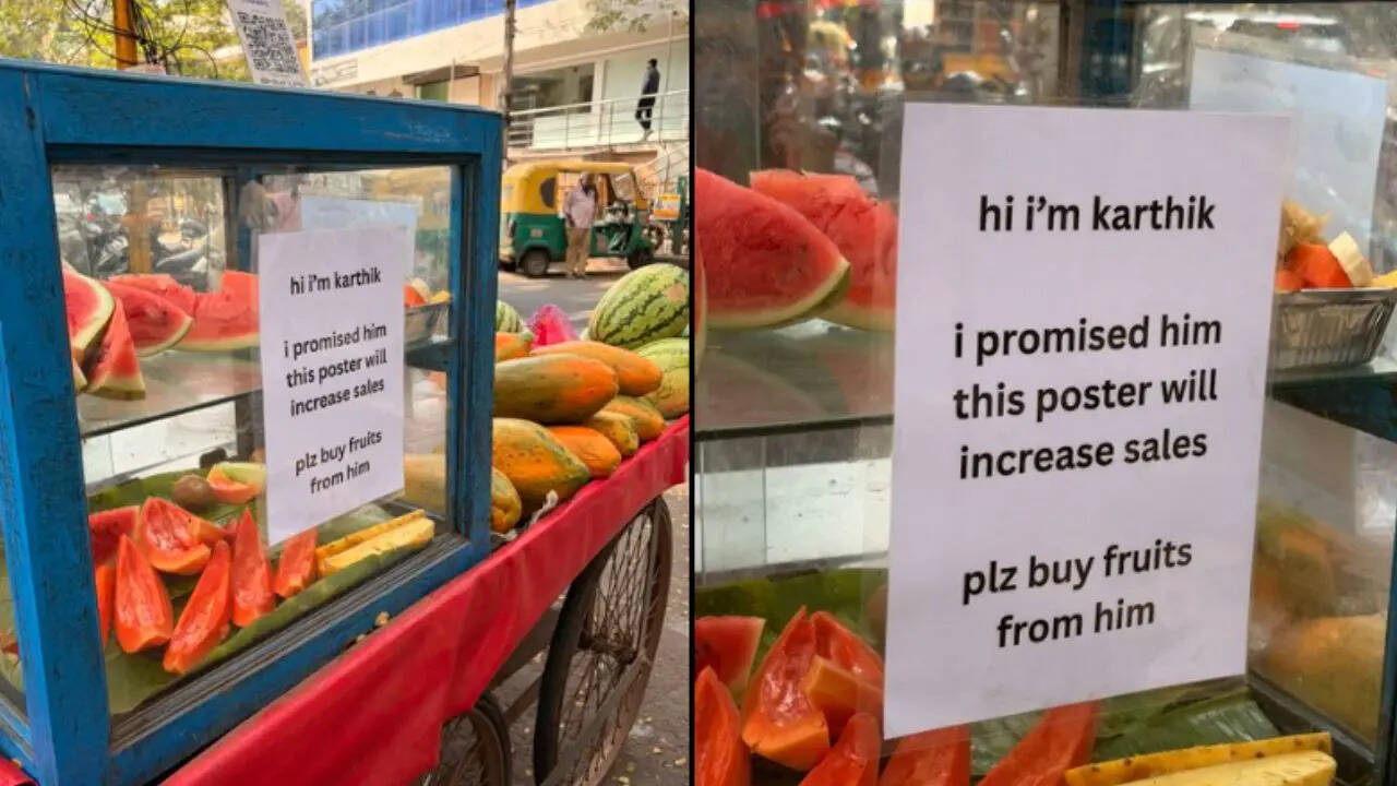 A simple yet quirky poster on THIS fruit cart sparks new 'peak ...