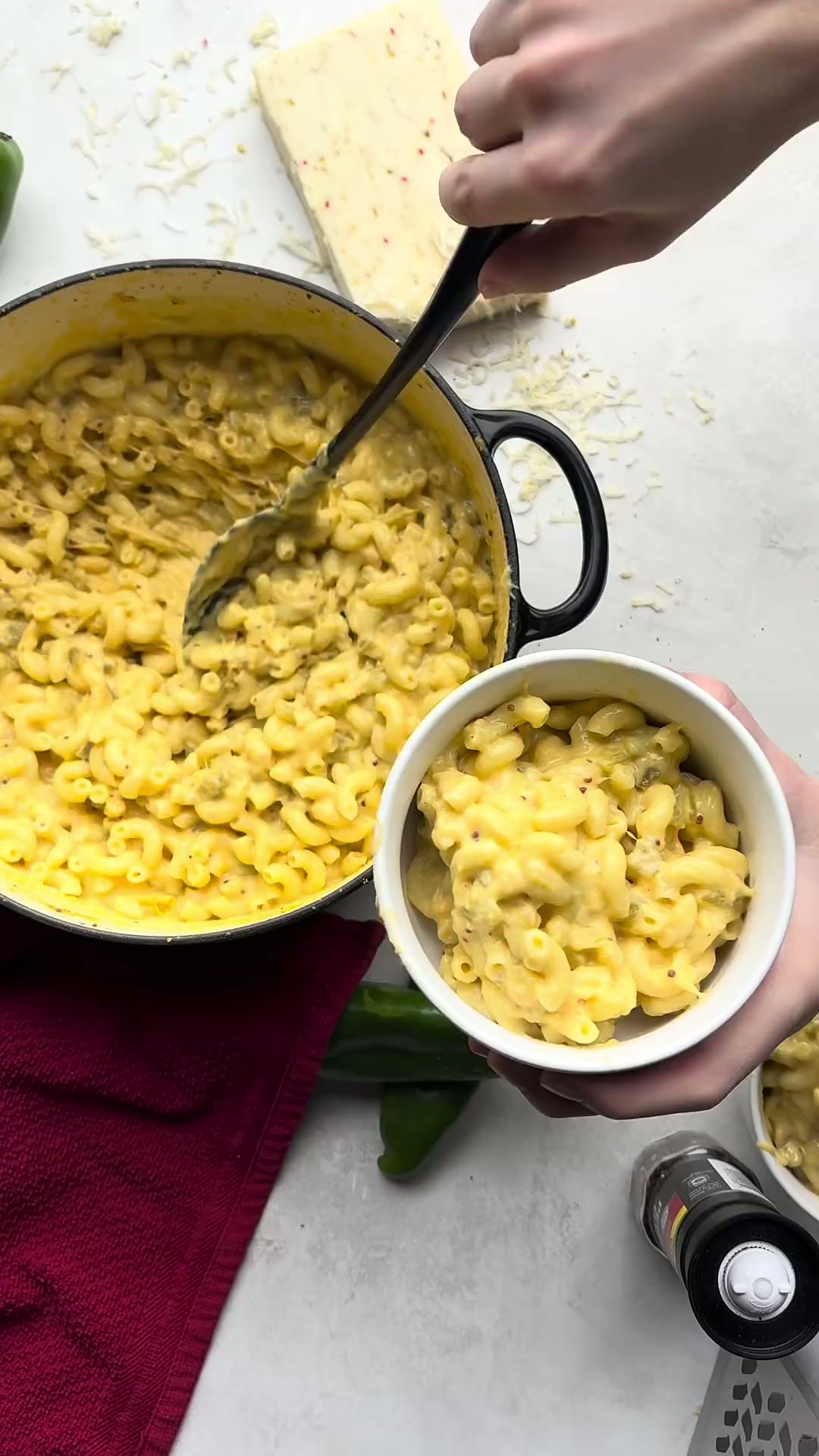 One pot green chile mac & cheese ready in under 20 minutes!