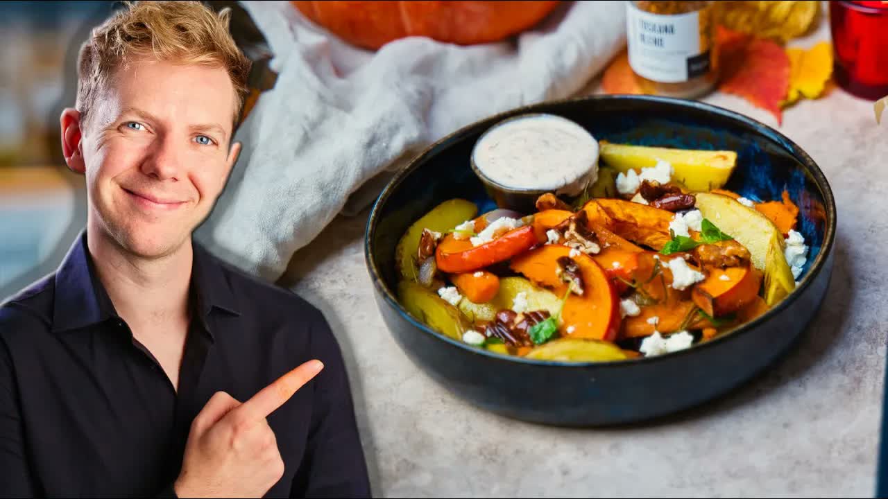 Schnelles Ofengemüse für den Feierabend mit Kartoffeln und Kürbis