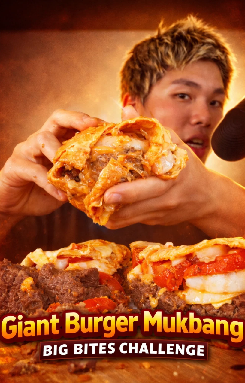 Giant burger mukbang | Big bites challenge