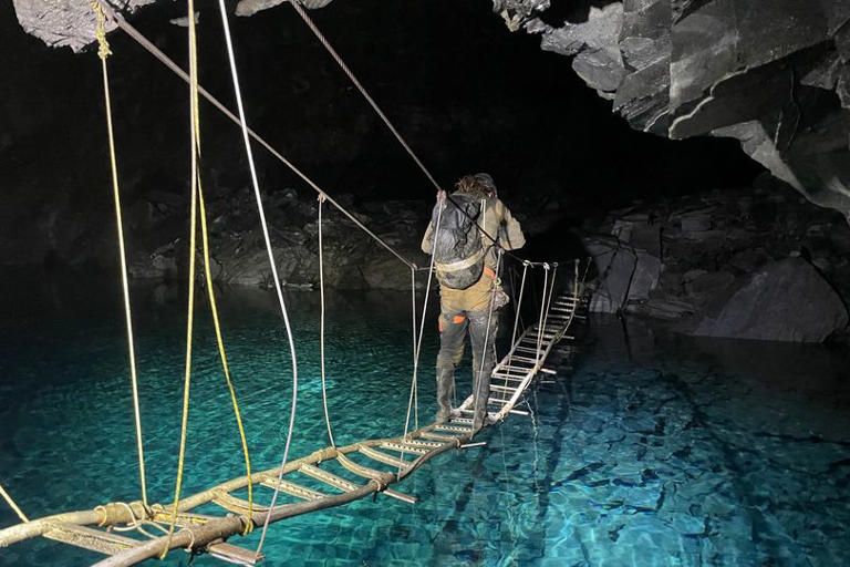 Horror as zip wire snaps in old mine complex as rescue helicopter ...