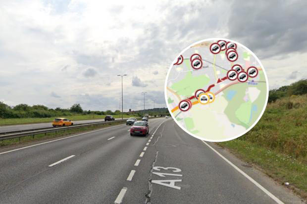 A13 re-opens after three vehicle crash causes severe delays in south Essex